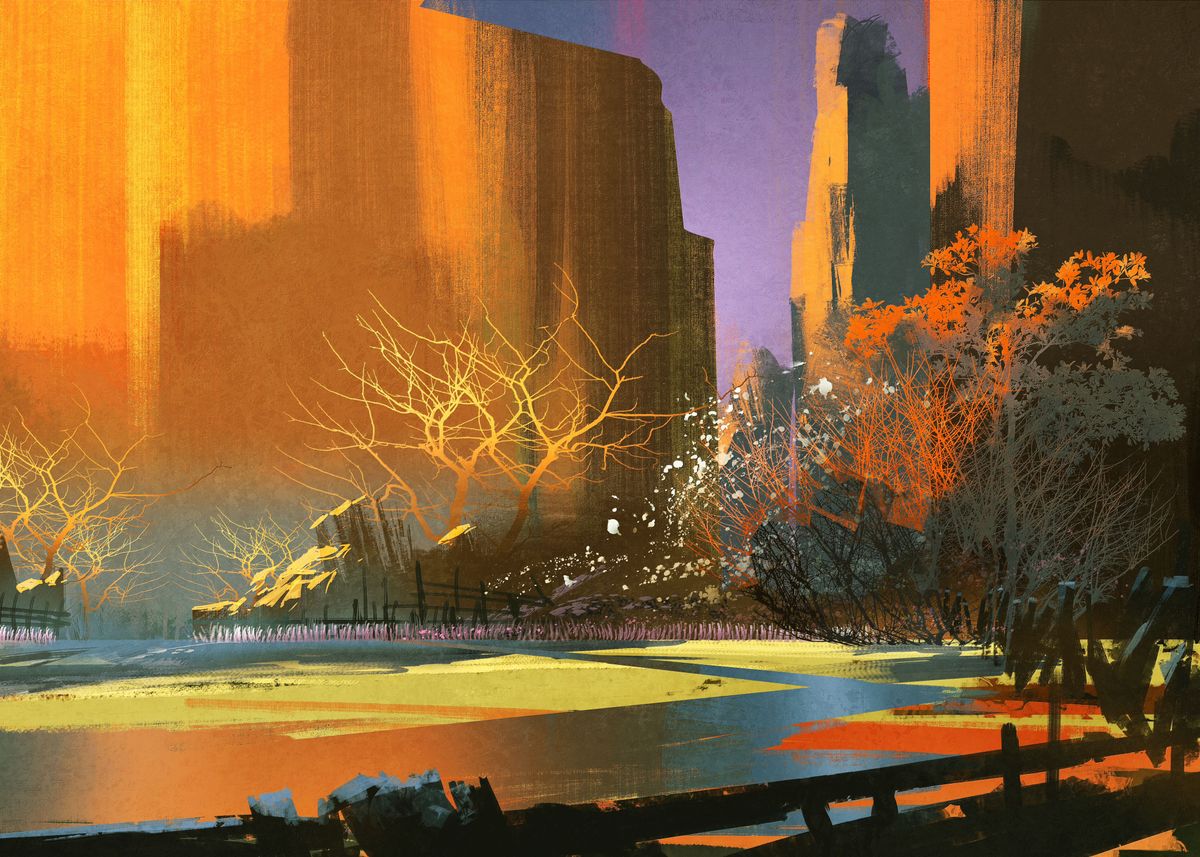 'colorful landscape nature' Poster, picture, metal print, paint by ...