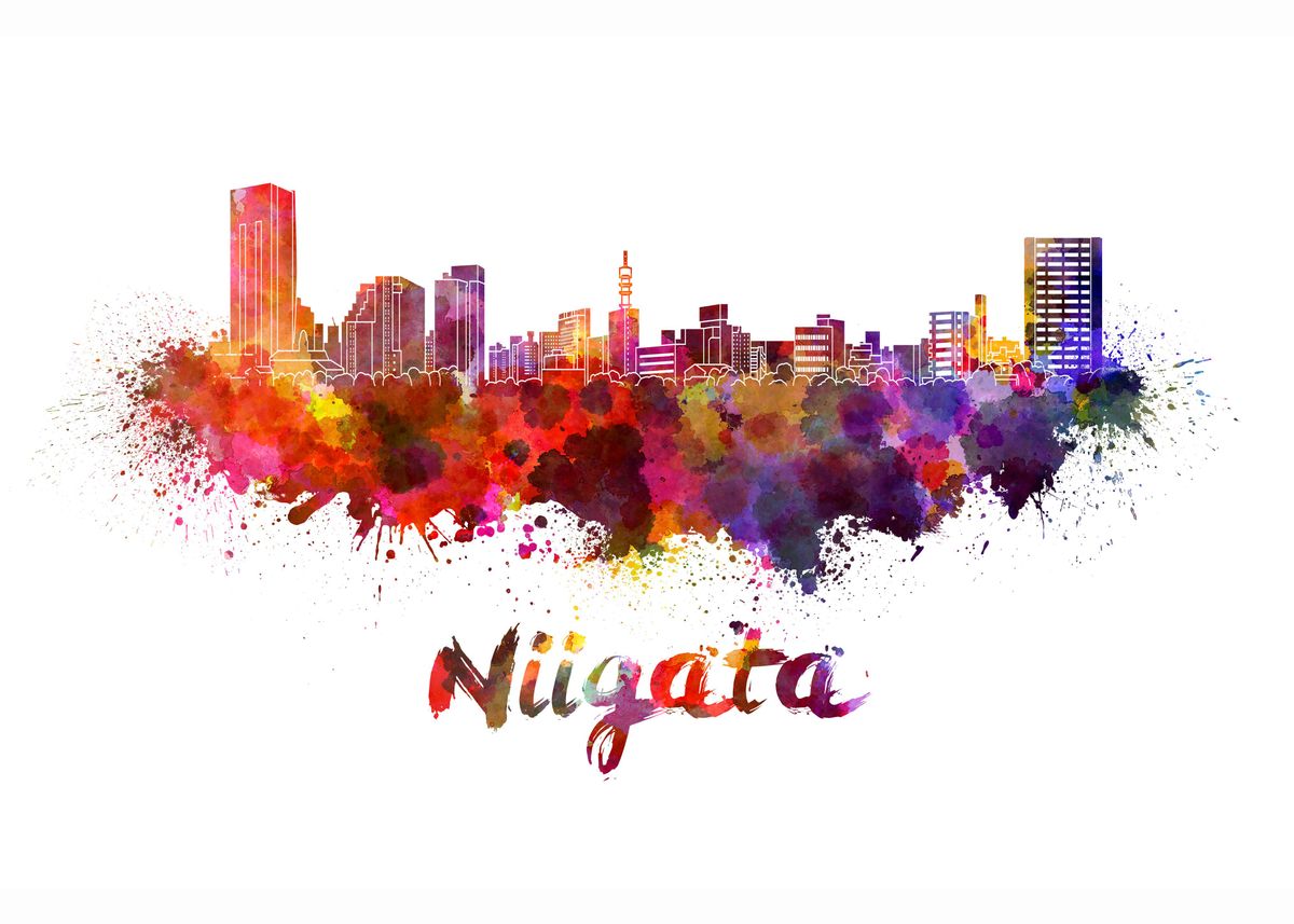 'Niigata skyline' Poster, picture, metal print, paint by Cristina ...