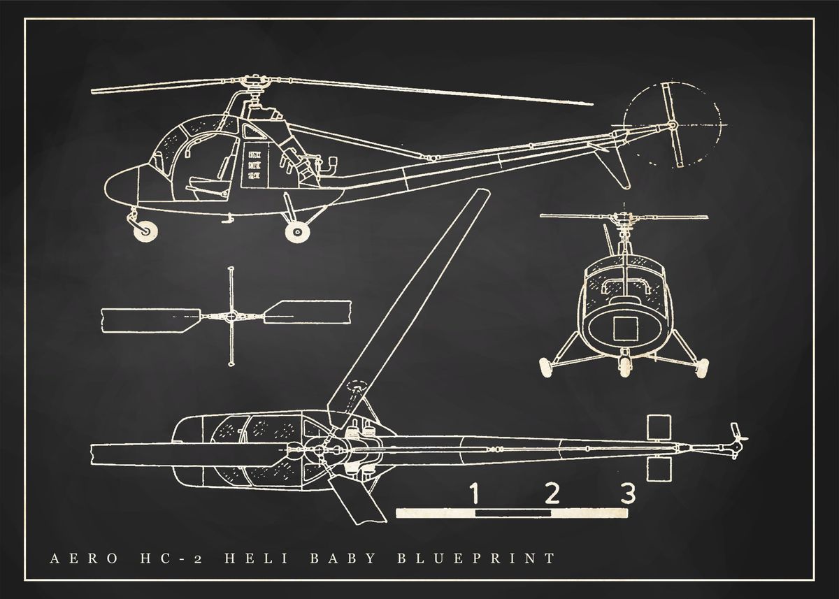 'Aero HC2 Heli Baby ' Poster, picture, metal print, paint by ...