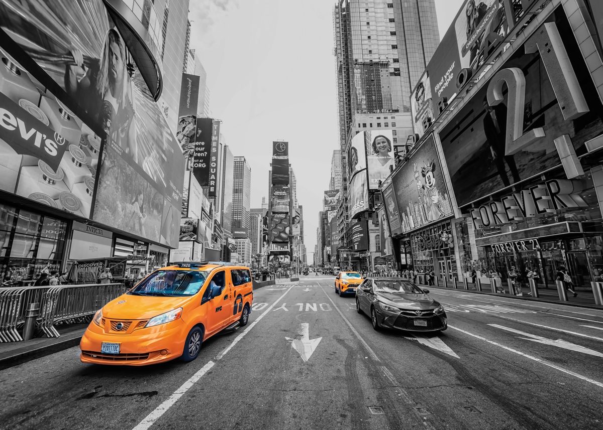 'Yellow Cab' Poster, picture, metal print, paint by Mango Art | Displate