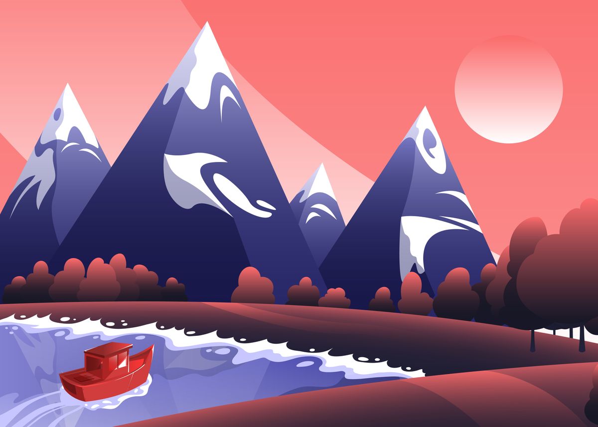 'Red boat' Poster by DaKoArt | Displate