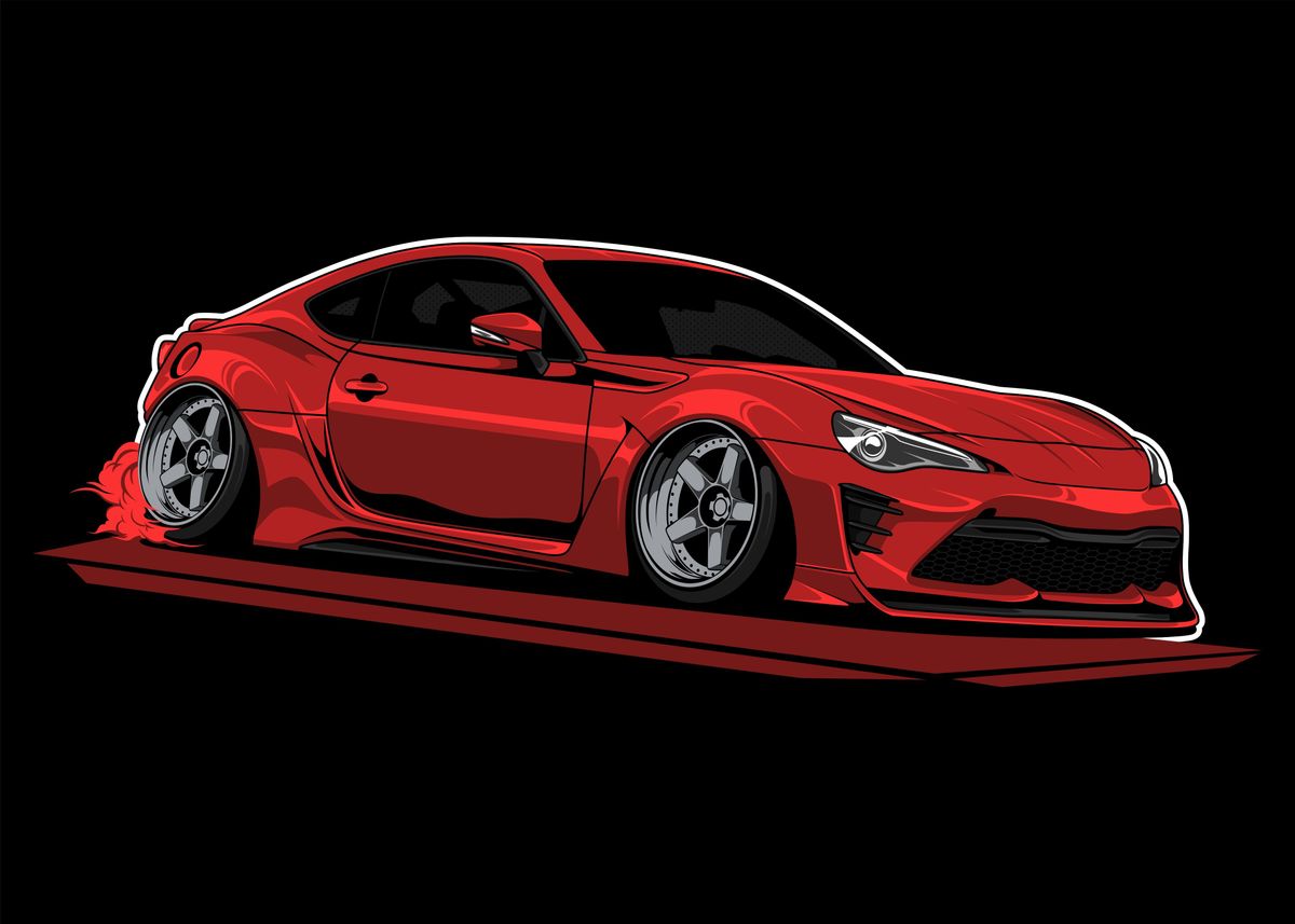 'Toyota GT86 Red L' Poster, picture, metal print, paint by Heru ...