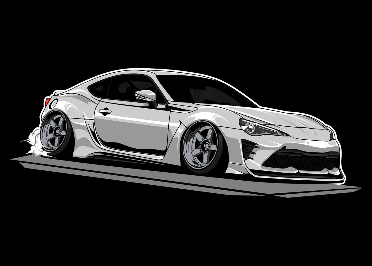 'Toyota GT86 White L' Poster, picture, metal print, paint by Heru ...