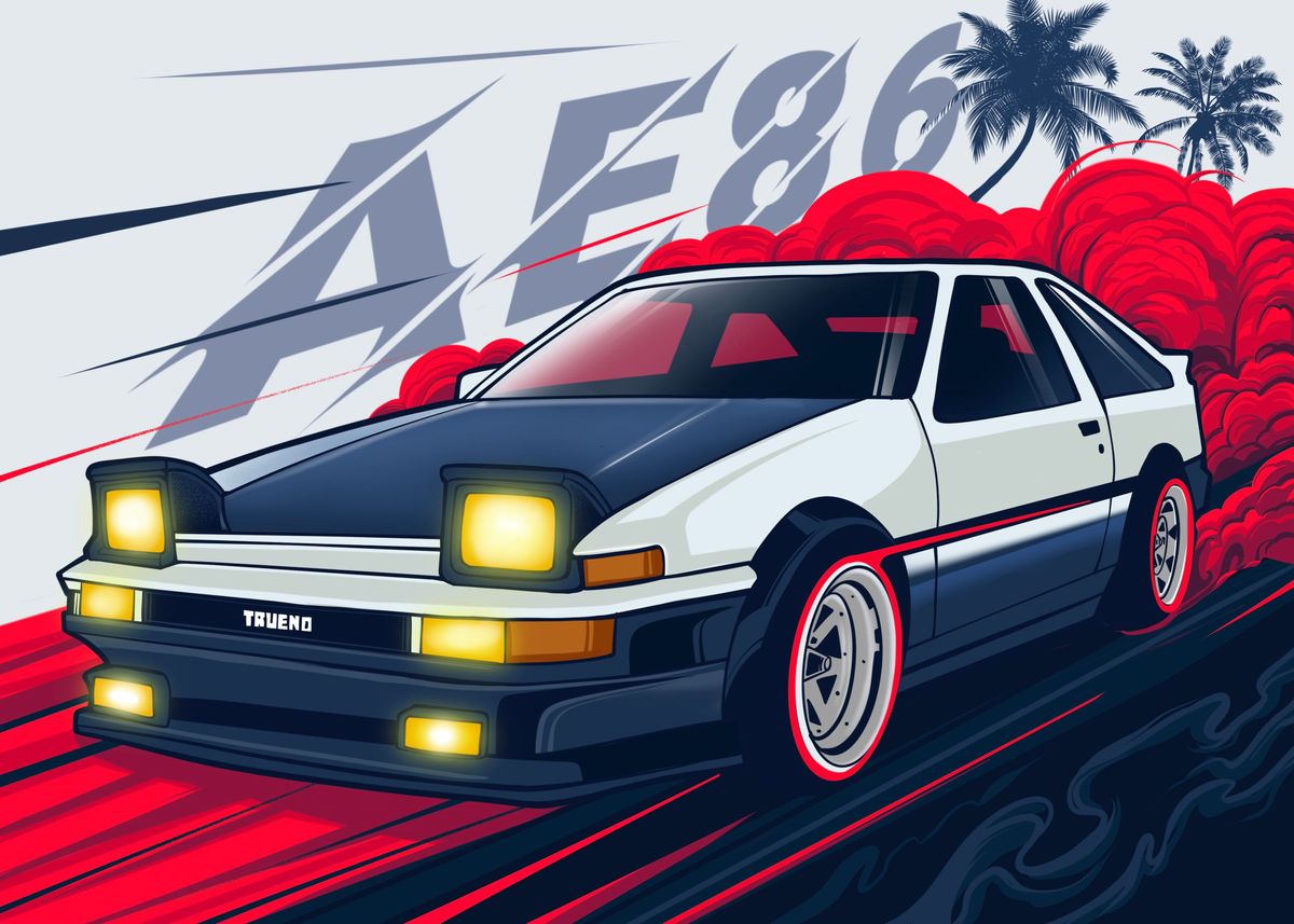 'Toyota AE86' Poster, picture, metal print, paint by sinnois | Displate
