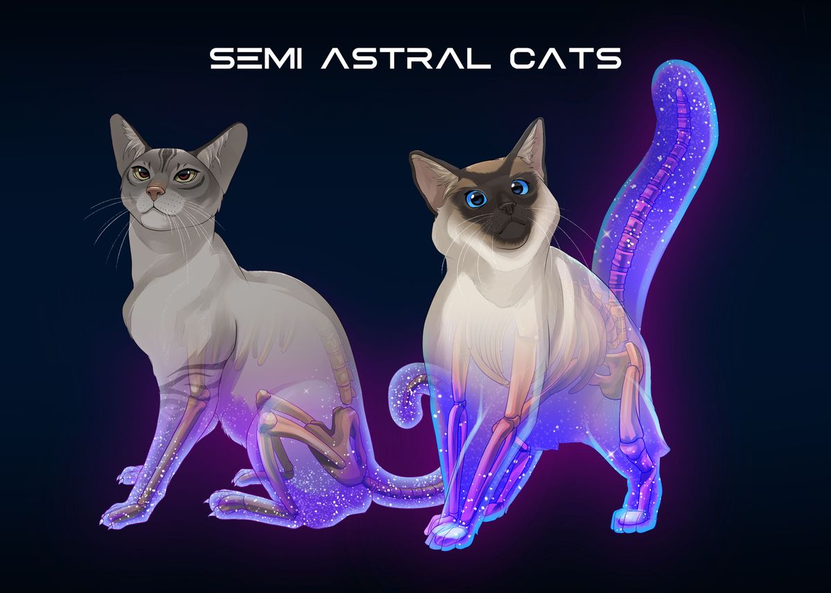 'Semi Astral Cats' Poster, picture, metal print, paint by Jeffrey ...