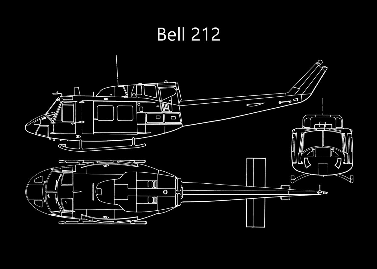 'Bell 212' Poster, picture, metal print, paint by Number Nine | Displate