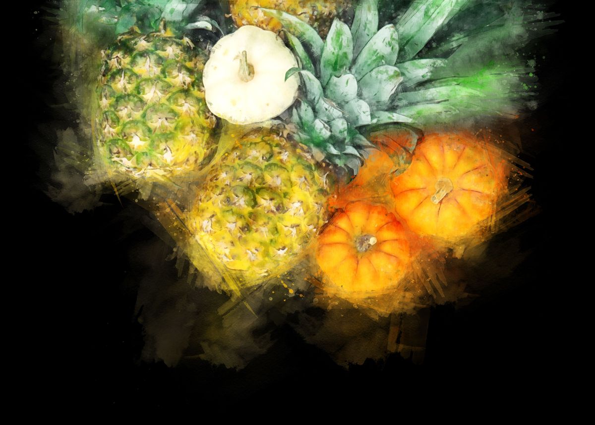 'pineapple watercolor' Poster by TheGolden Hand | Displate