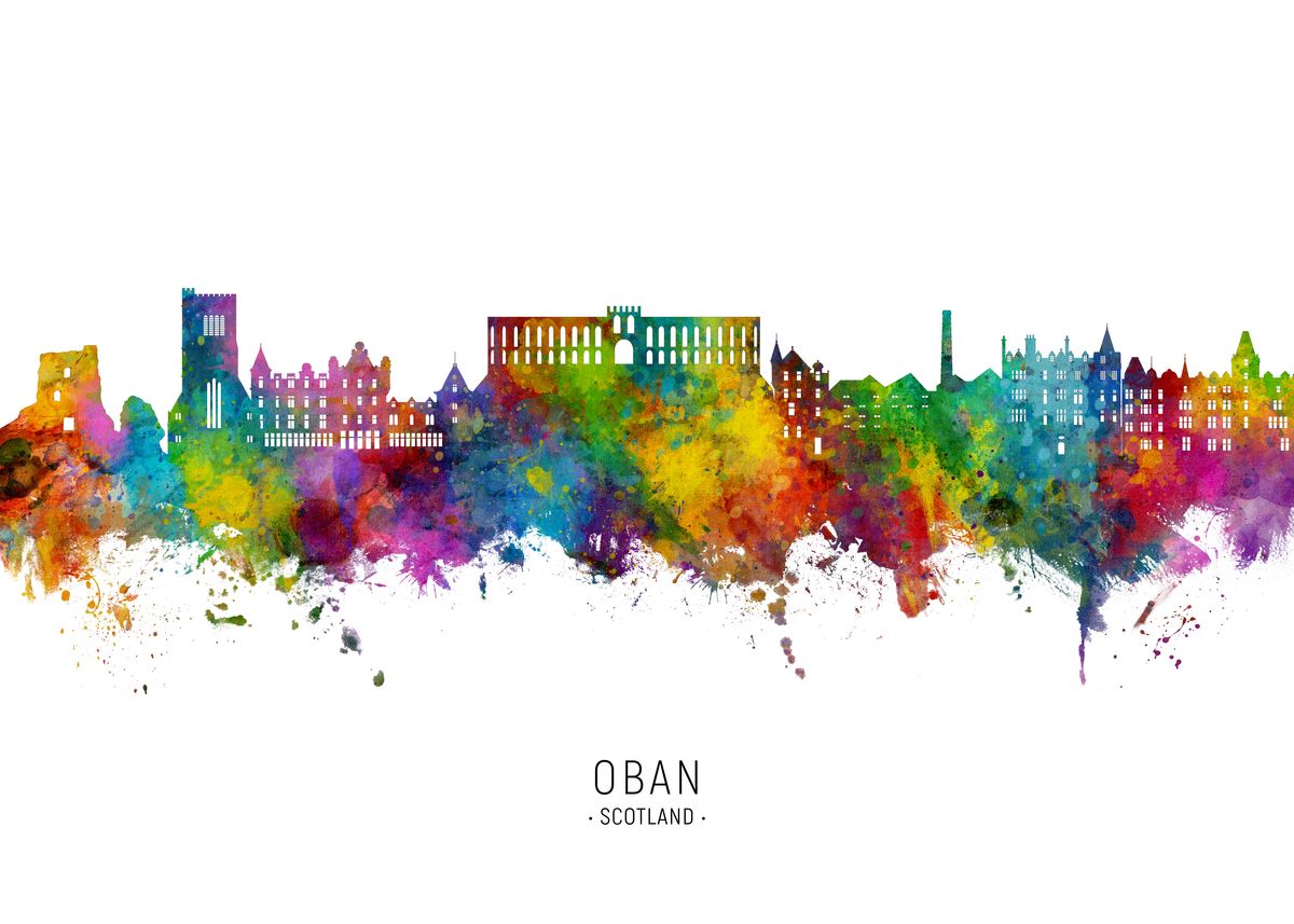 'Oban Skyline Scotland' Poster, picture, metal print, paint by Michael ...