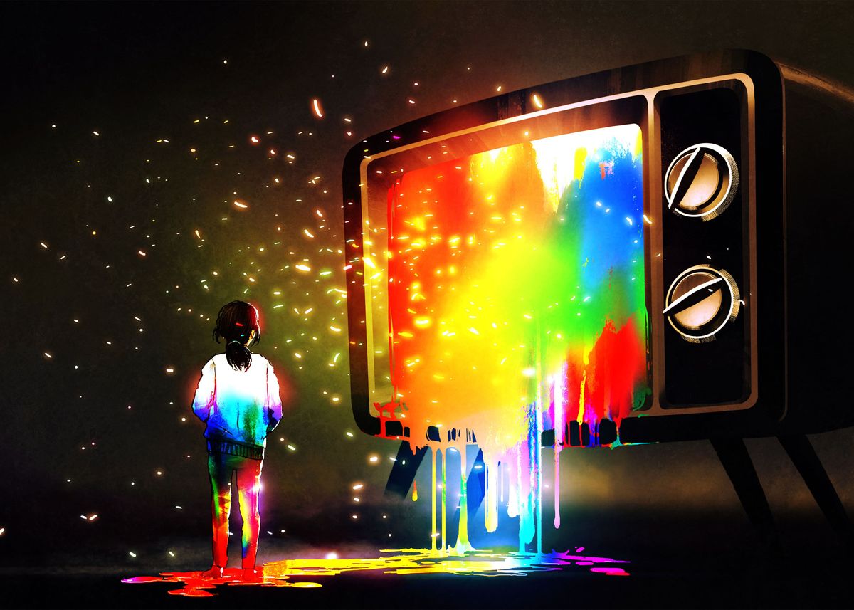 'Colorful tv' Poster, picture, metal print, paint by Michael ...
