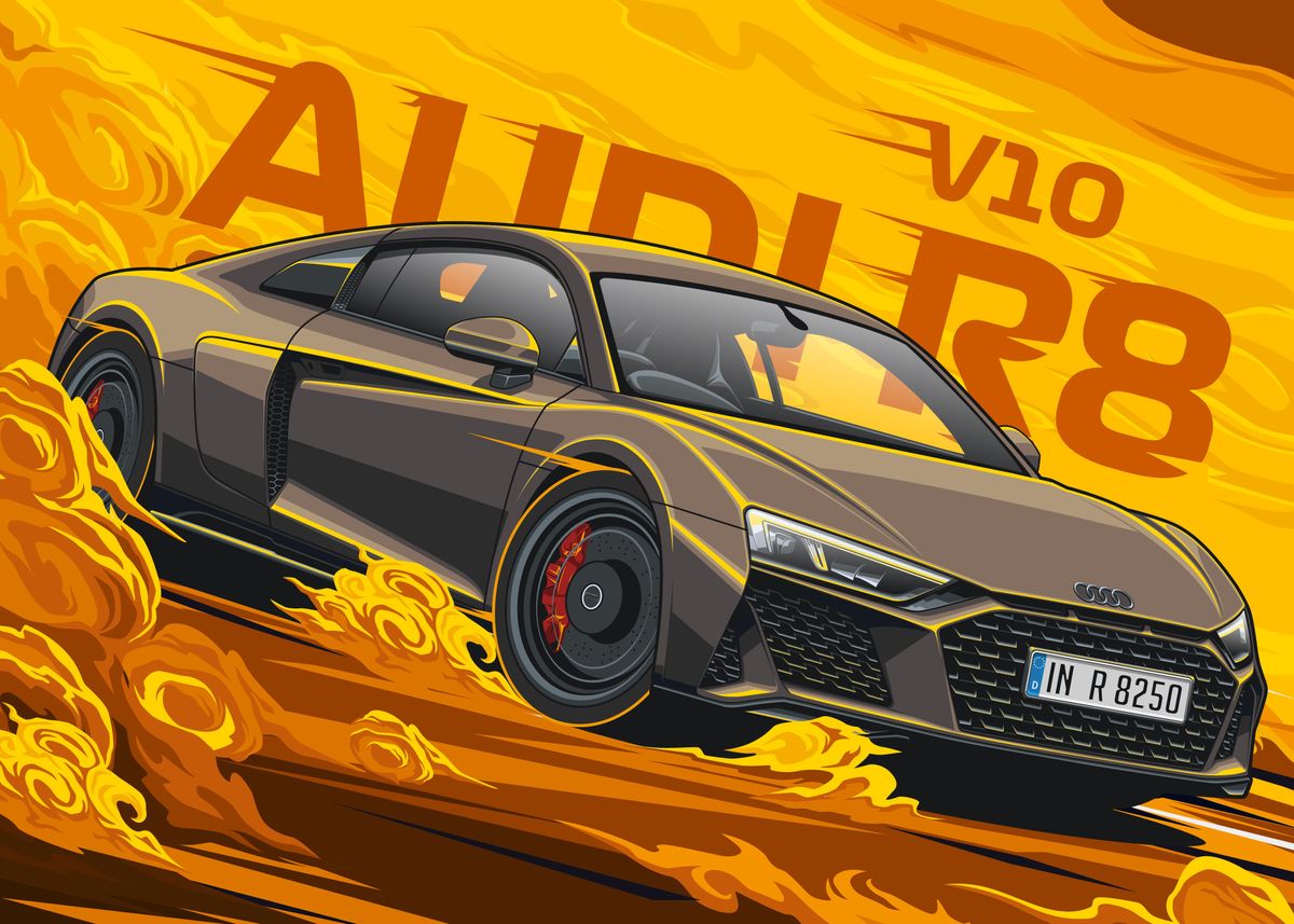 'AUDI R8 V10' Poster, picture, metal print, paint by Basues | Displate