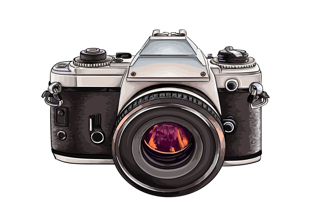 'Watercolor retro camera' Poster, picture, metal print, paint by Tran ...
