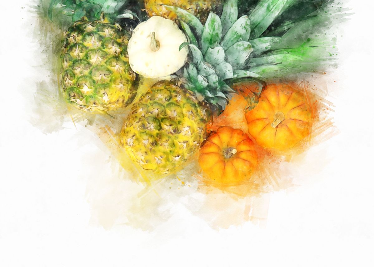 'pineapple watercolor' Poster by The Volcano | Displate