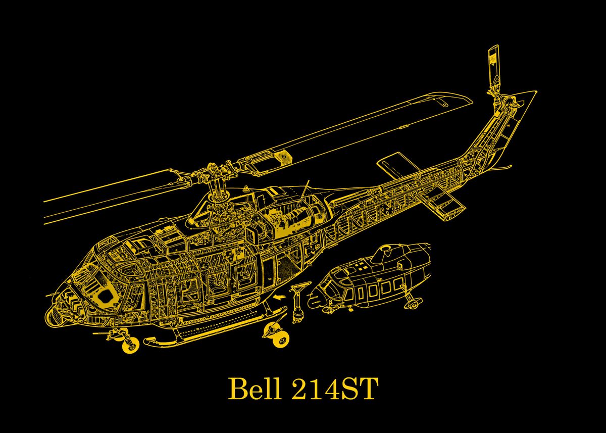 'bell 214ST ' Poster, picture, metal print, paint by Eng Hadoool | Displate