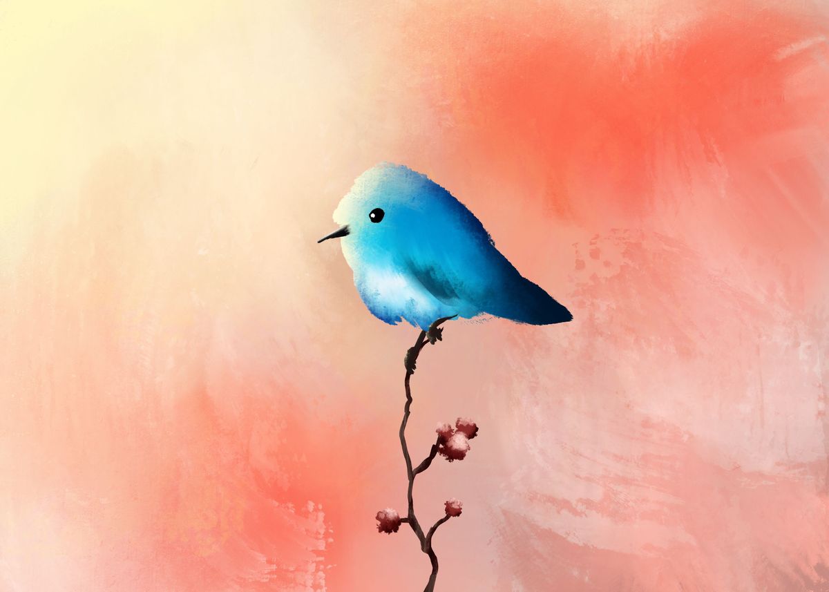 'Abstract little blue bird' Poster by Extraordinairy Eva | Displate