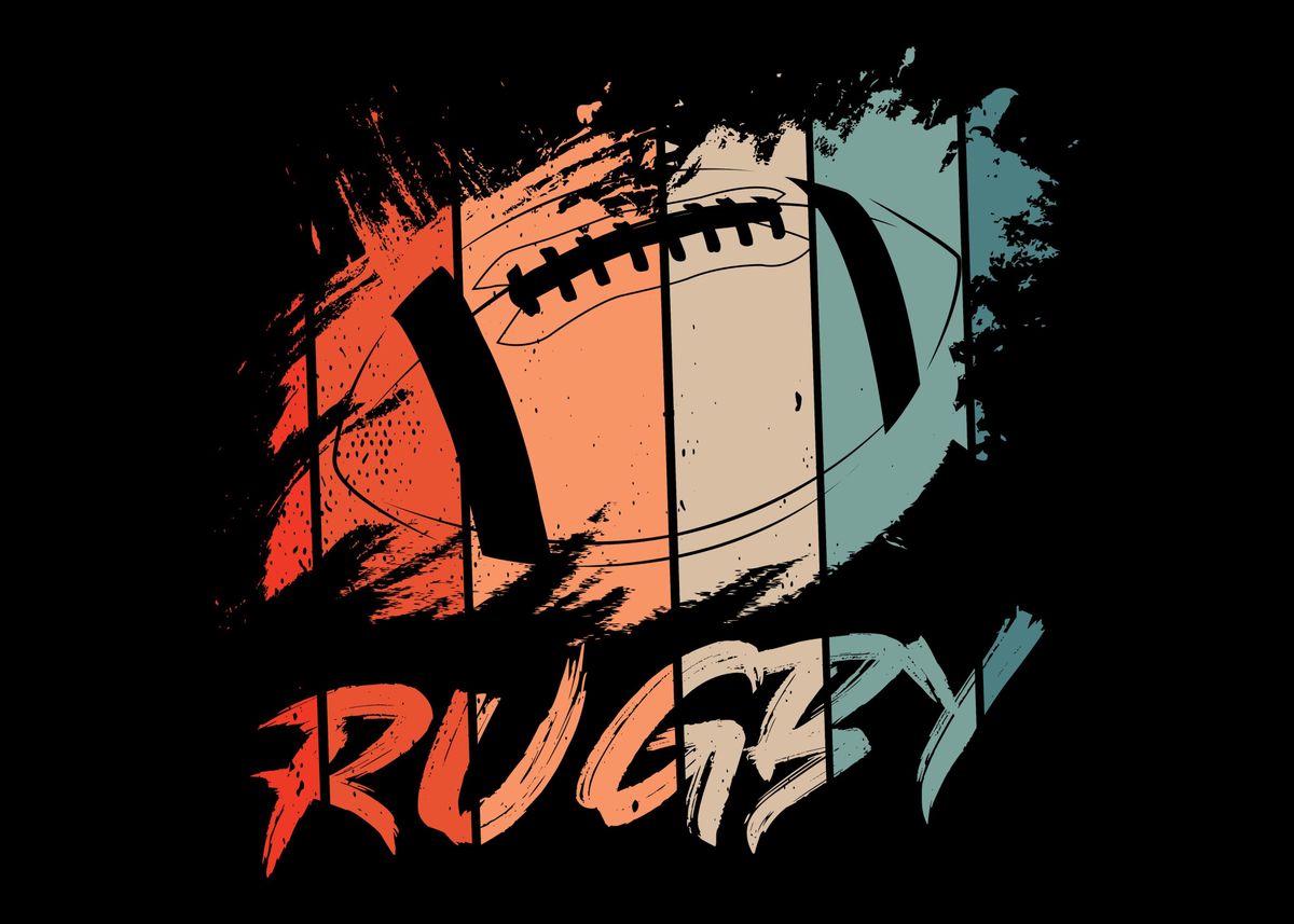 'Rugby Ball Splash Rugby' Poster, picture, metal print, paint by ...