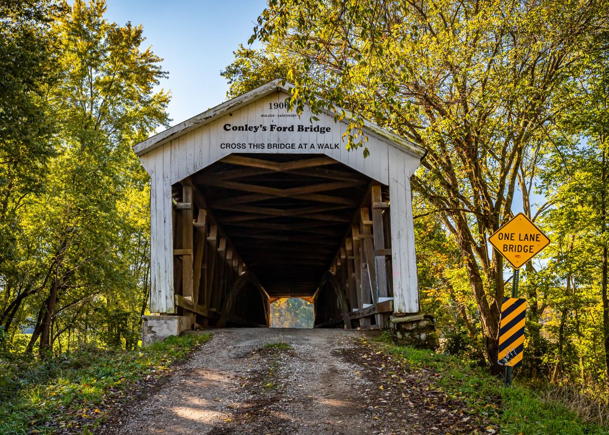 'Conley Ford Covered Bridge' Poster, picture, metal print, paint by ...