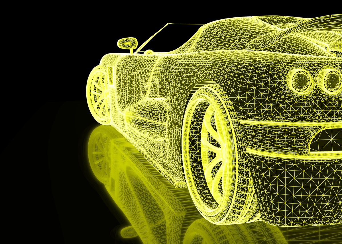 'yellow Car Three Dimension' Poster by Amazing Artist | Displate