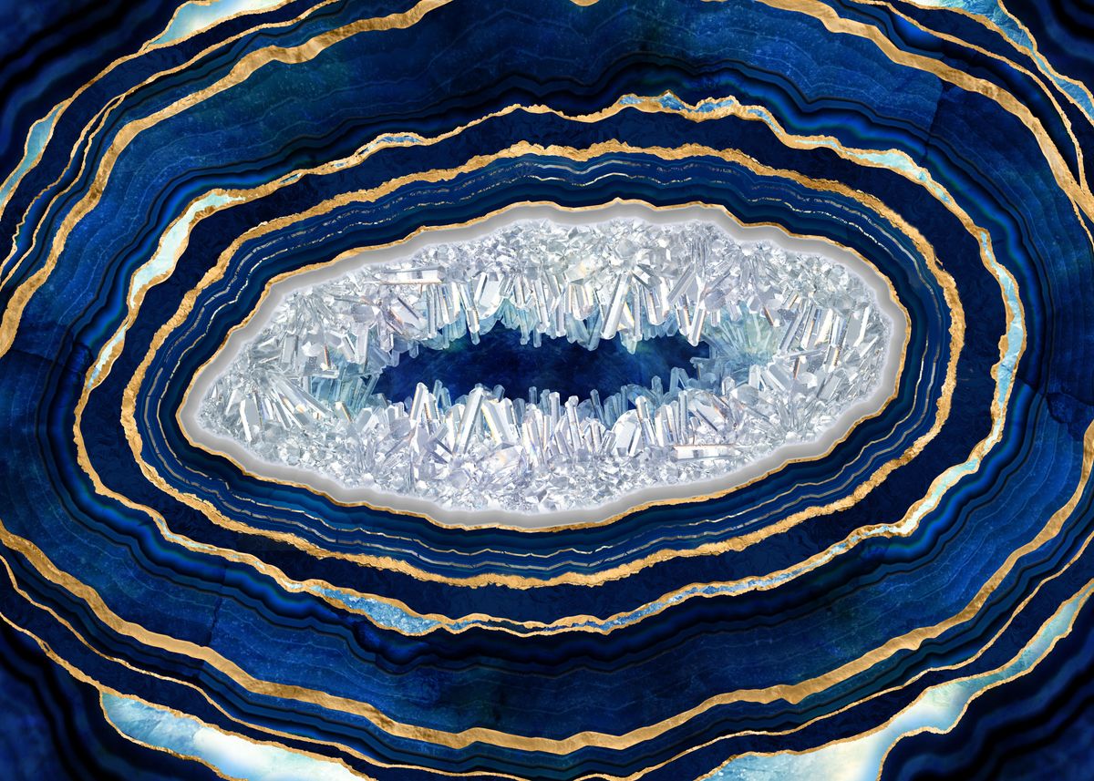 'Dark Blue Geode' Poster, picture, metal print, paint by Lioudmila ...