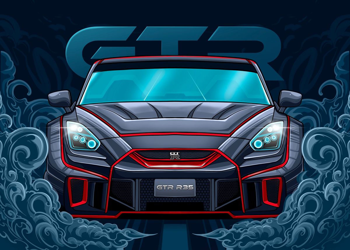 'Nissan GTR R35' Poster, picture, metal print, paint by sinnois | Displate