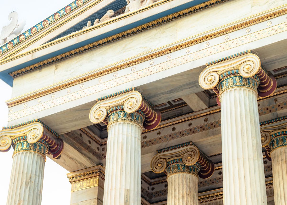 'Pillars Library of Greece' Poster by Vardi Creations | Displate