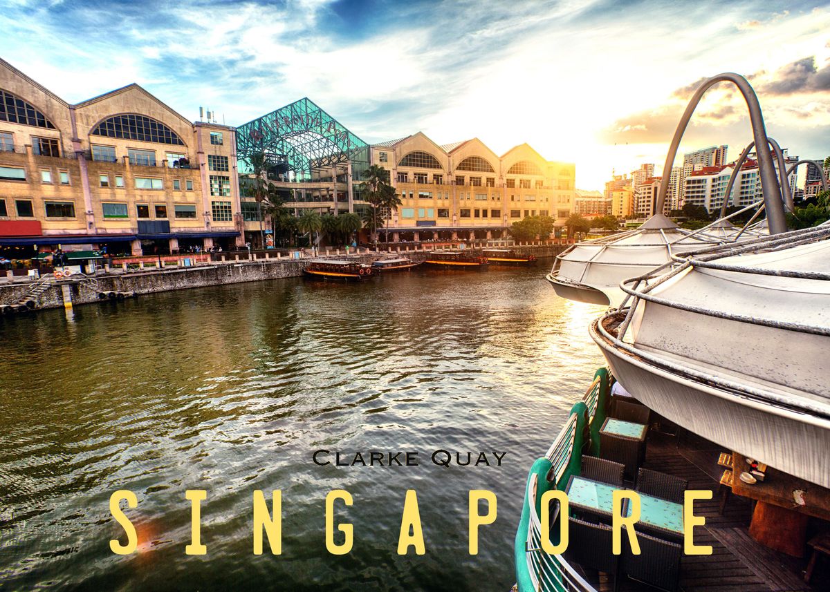 'Singapore Clarke Quay' Poster, picture, metal print, paint by John ...