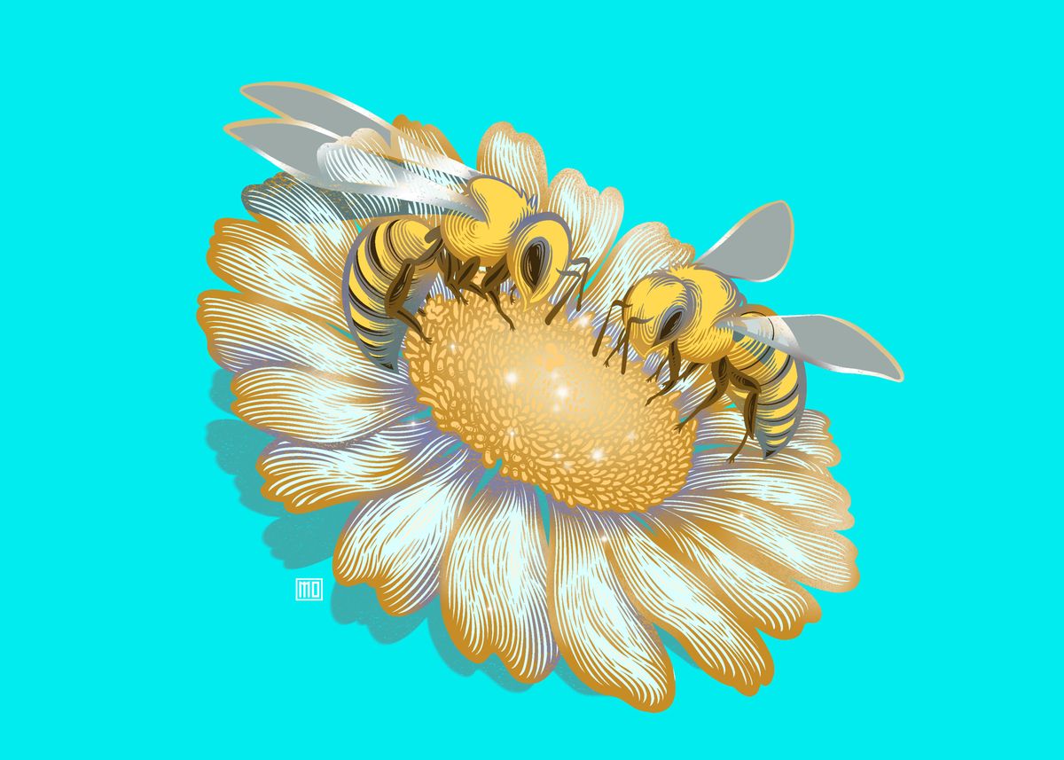 'Lil Bees' Poster, picture, metal print, paint by Manon Orange | Displate