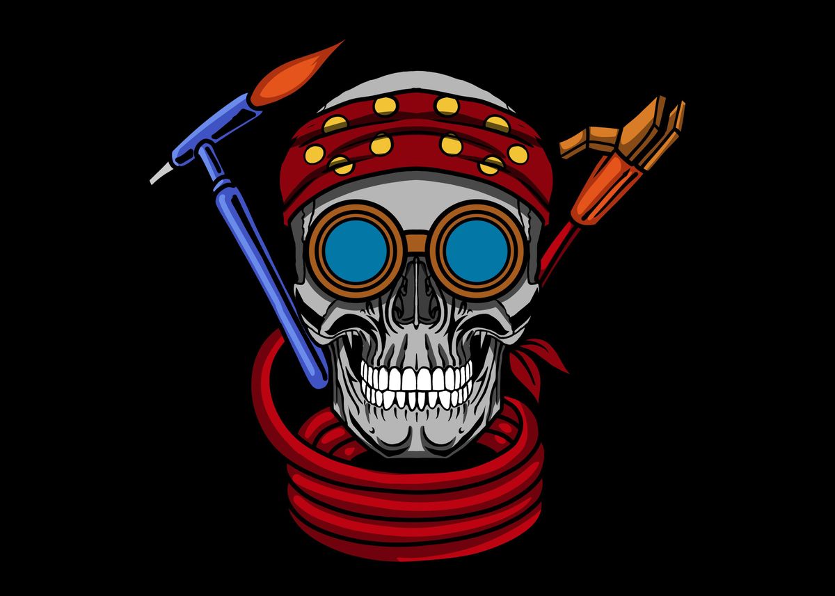 'Welding Welder Skull' Poster, picture, metal print, paint by ...