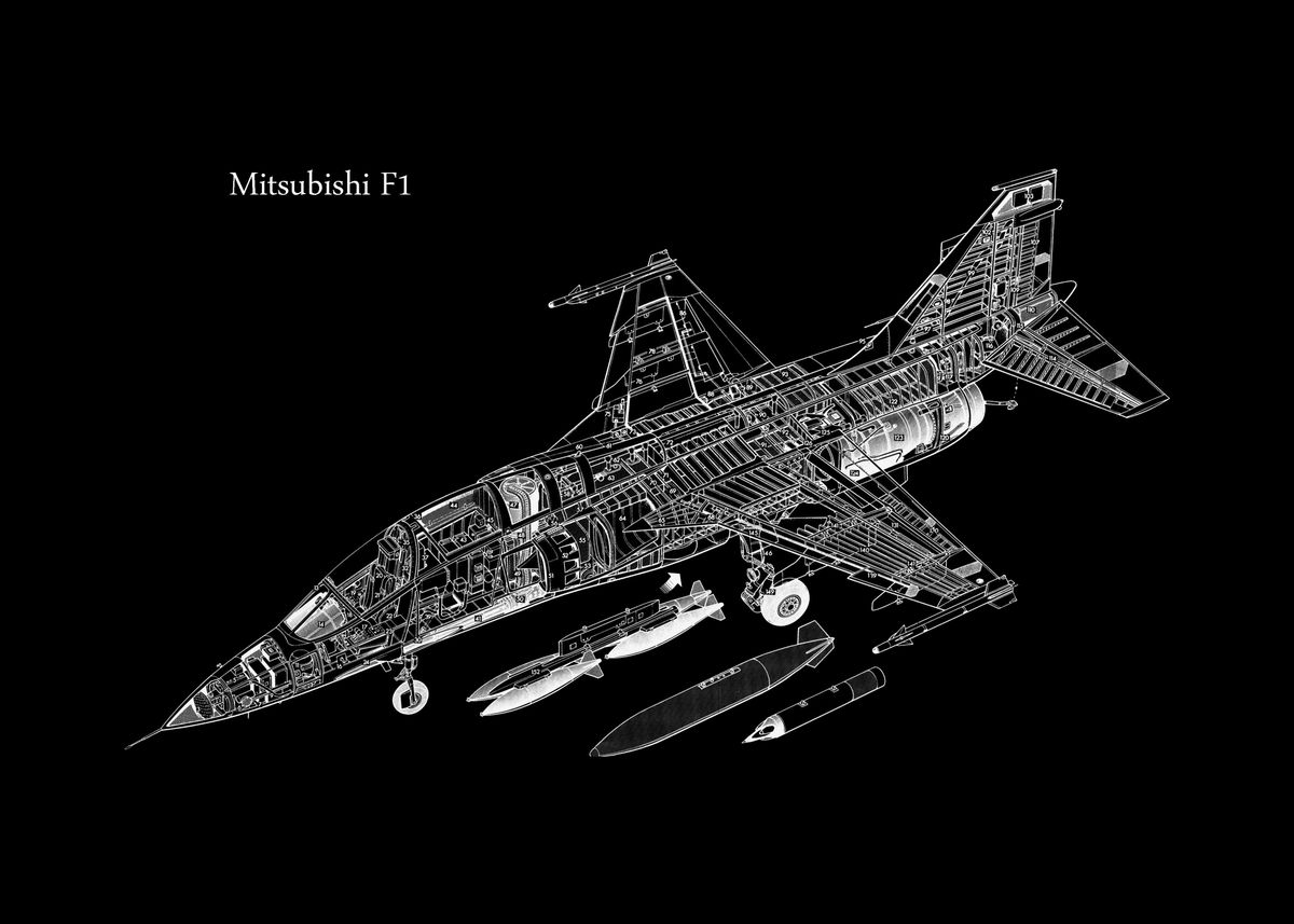 'Mitsubishi F1' Poster, picture, metal print, paint by Mod Yof | Displate