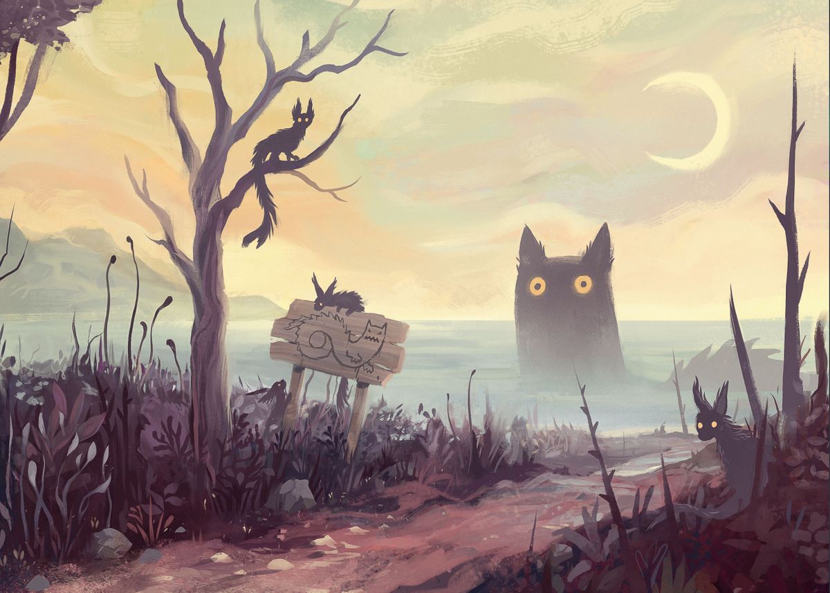 'Sea Cat Monster' Poster, picture, metal print, paint by Margot Zussy ...