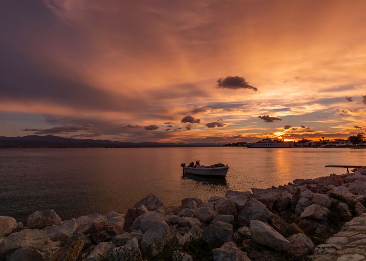 'Sunset in Greek island' Poster, picture, metal print, paint by ...