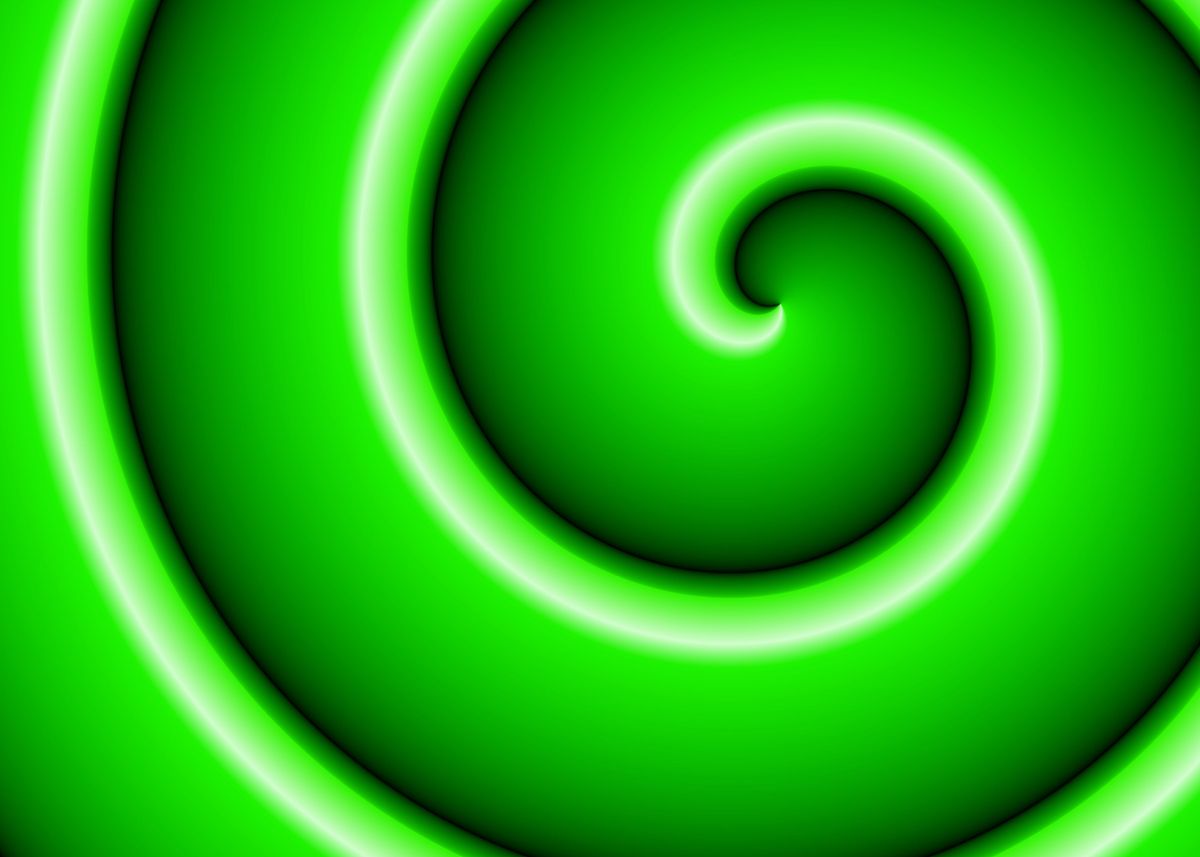 'abstract neon green spiral' Poster, picture, metal print, paint by ...