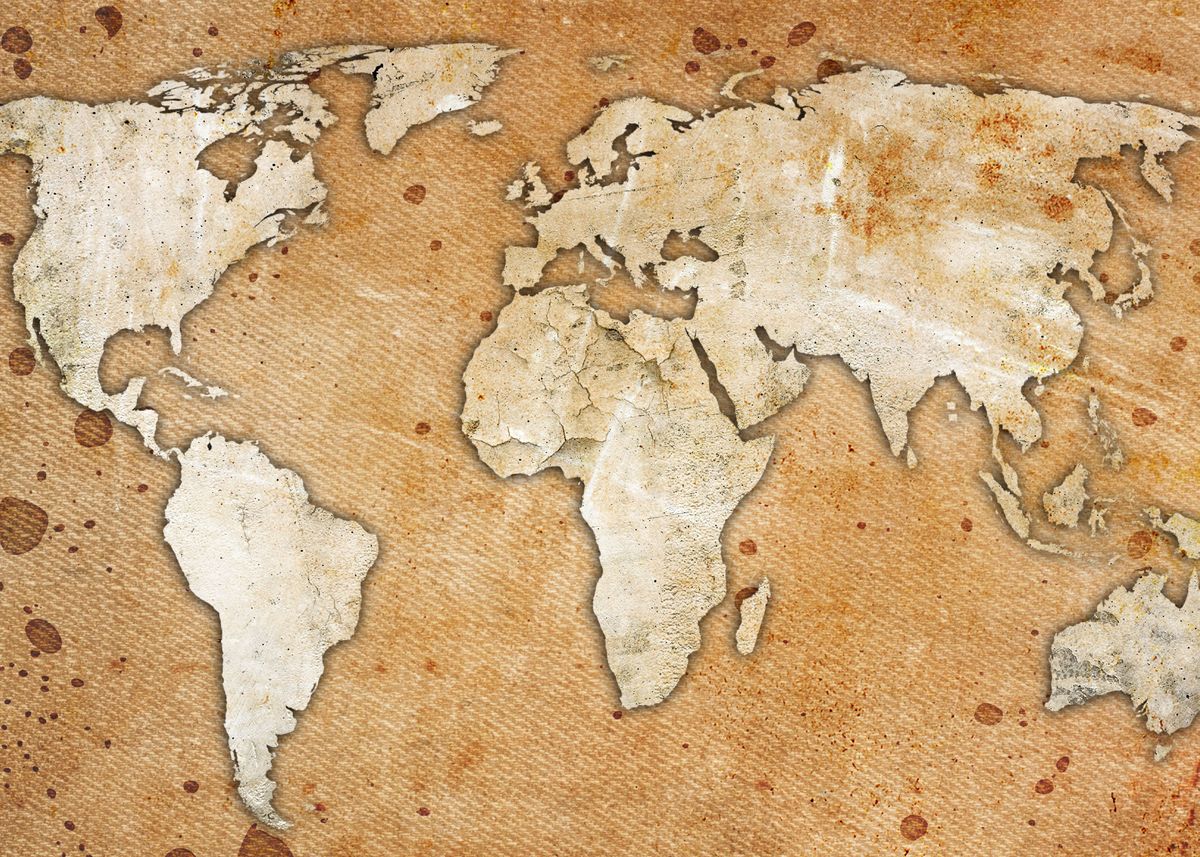 'Vintage Map of the World' Poster, picture, metal print, paint by ...