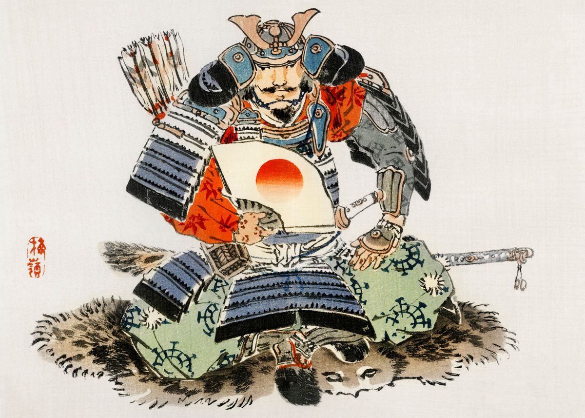 'Samurai by Kono Bairei ' Poster, picture, metal print, paint by Sloka ...