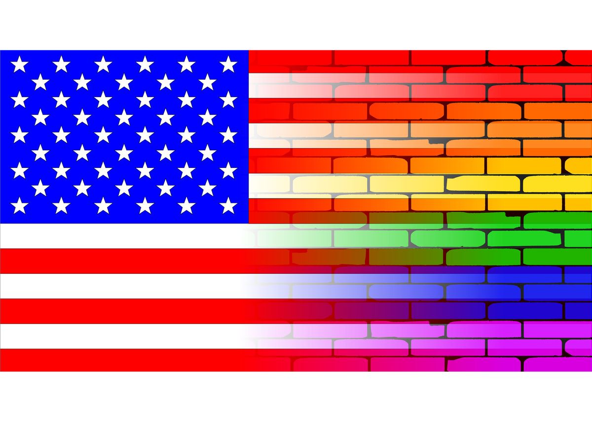 'Gay Rainbow American Flag' Poster, picture, metal print, paint by ...