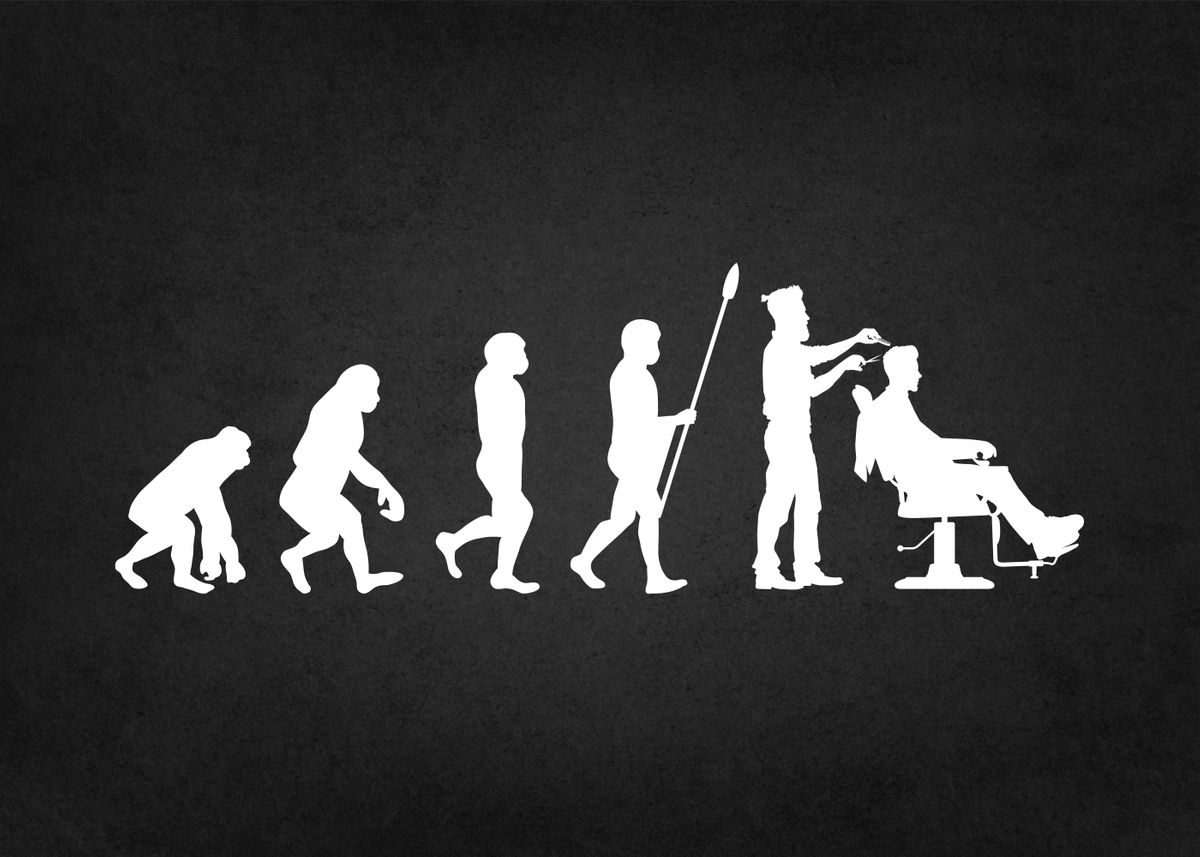 'evolution of barber' Poster, picture, metal print, paint by ...