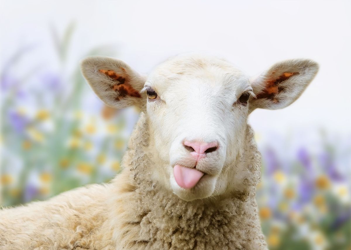 'Cheeky Sheep' Poster by ArtWorld Emporium | Displate