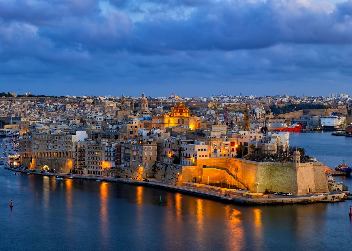 'Senglea At Dusk In Malta' Poster, picture, metal print, paint by ...