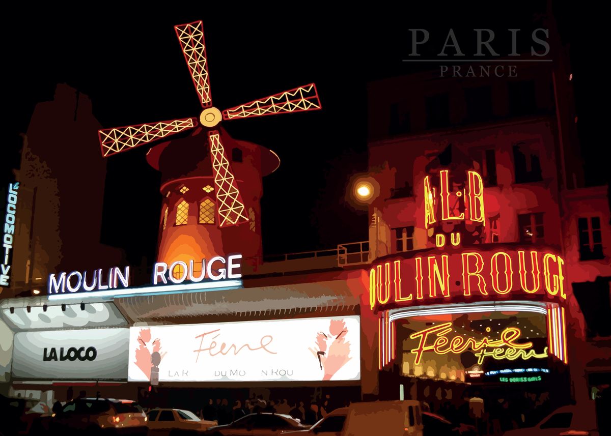 'Paris Moulin Rouge' Poster, picture, metal print, paint by Darek ...
