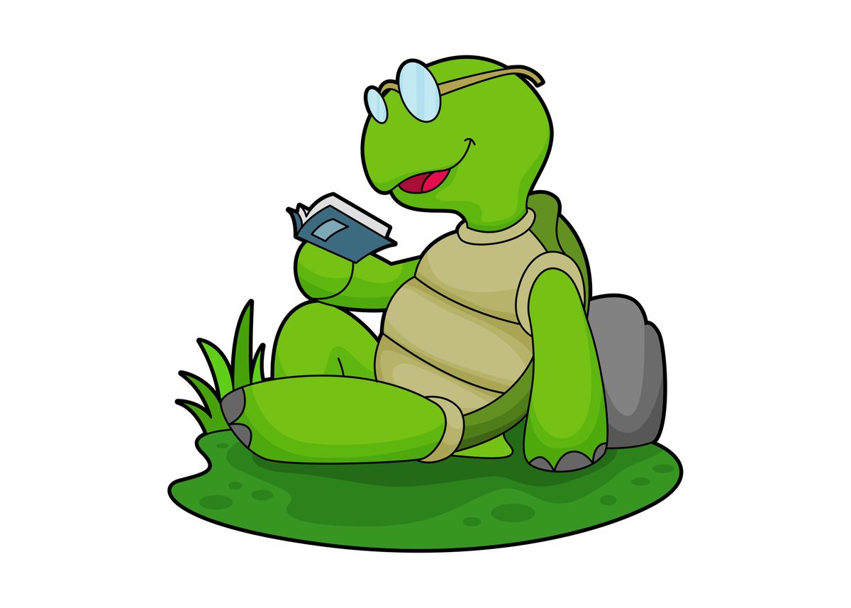 'Turtle Nerd Book Glasses' Poster, picture, metal print, paint by ...