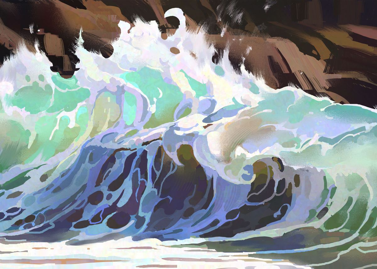'Crashing waves' Poster by Nicolas Derio | Displate