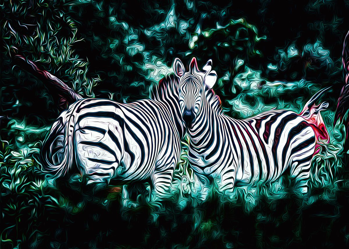 'Zebra' Poster, picture, metal print, paint by Tiker Arts | Displate