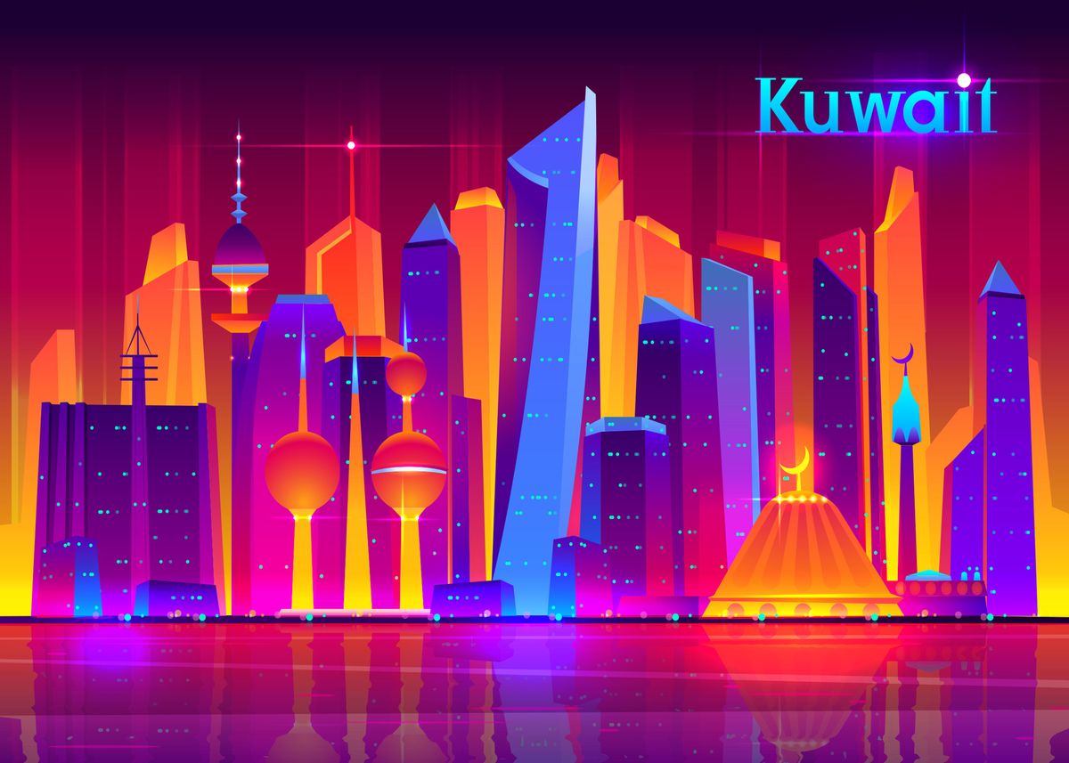 'Kuwait metropolis' Poster, picture, metal print, paint by HildaWarren ...