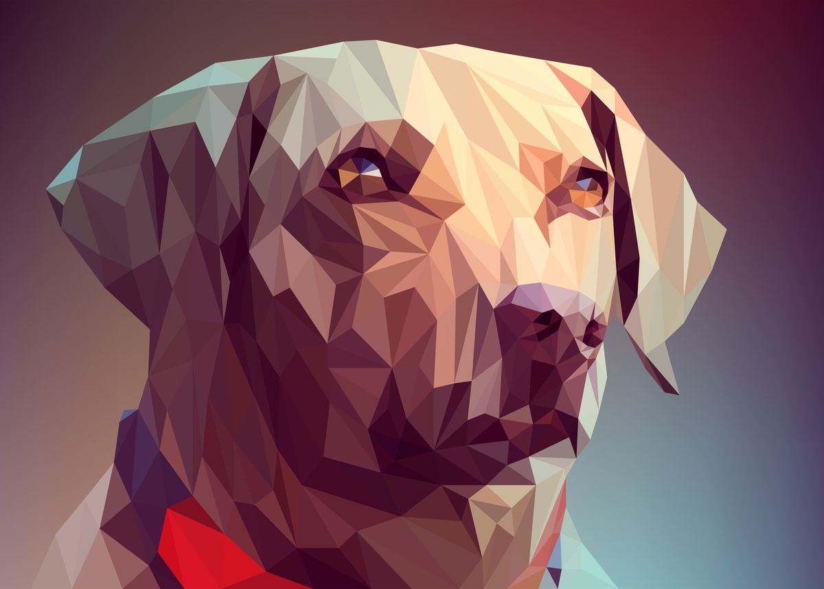 'dog serious polygon' Poster, picture, metal print, paint by Travel ...