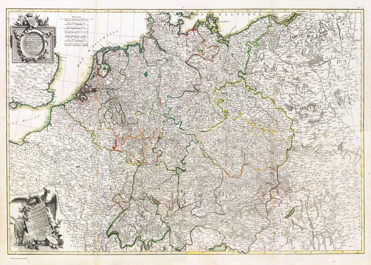 'Germany 1780 Old Map 9K' Poster, picture, metal print, paint by REAL ...