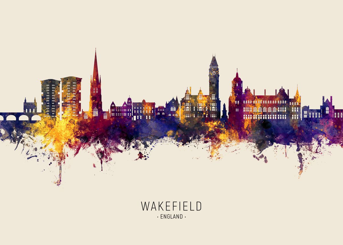 'Wakefield Skyline England' Poster by Michael Tompsett | Displate