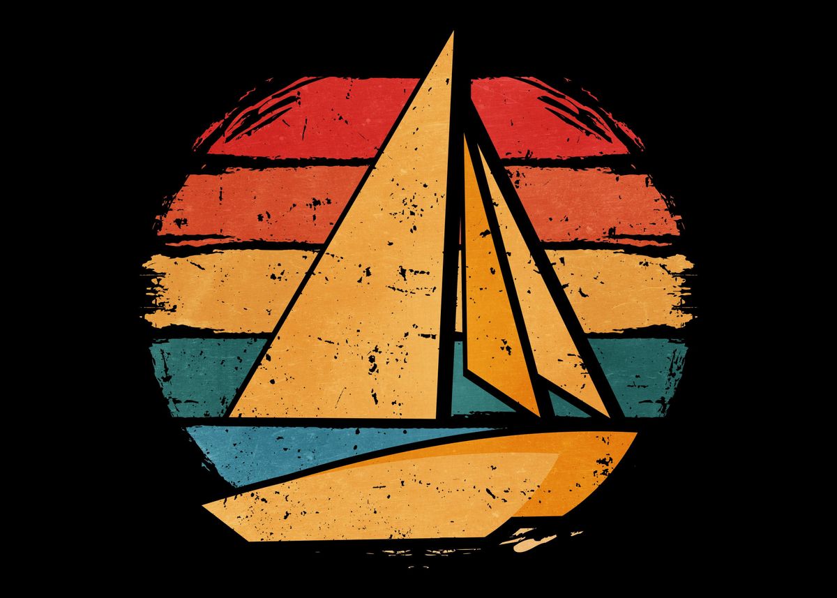 'Retro Catamaran' Poster, picture, metal print, paint by Hexor | Displate