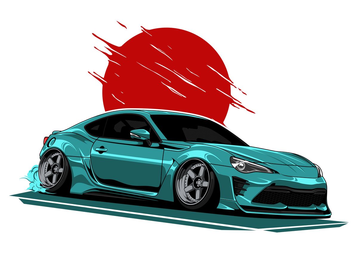 'Toyota GT86 Moon White 1' Poster, picture, metal print, paint by Heru ...