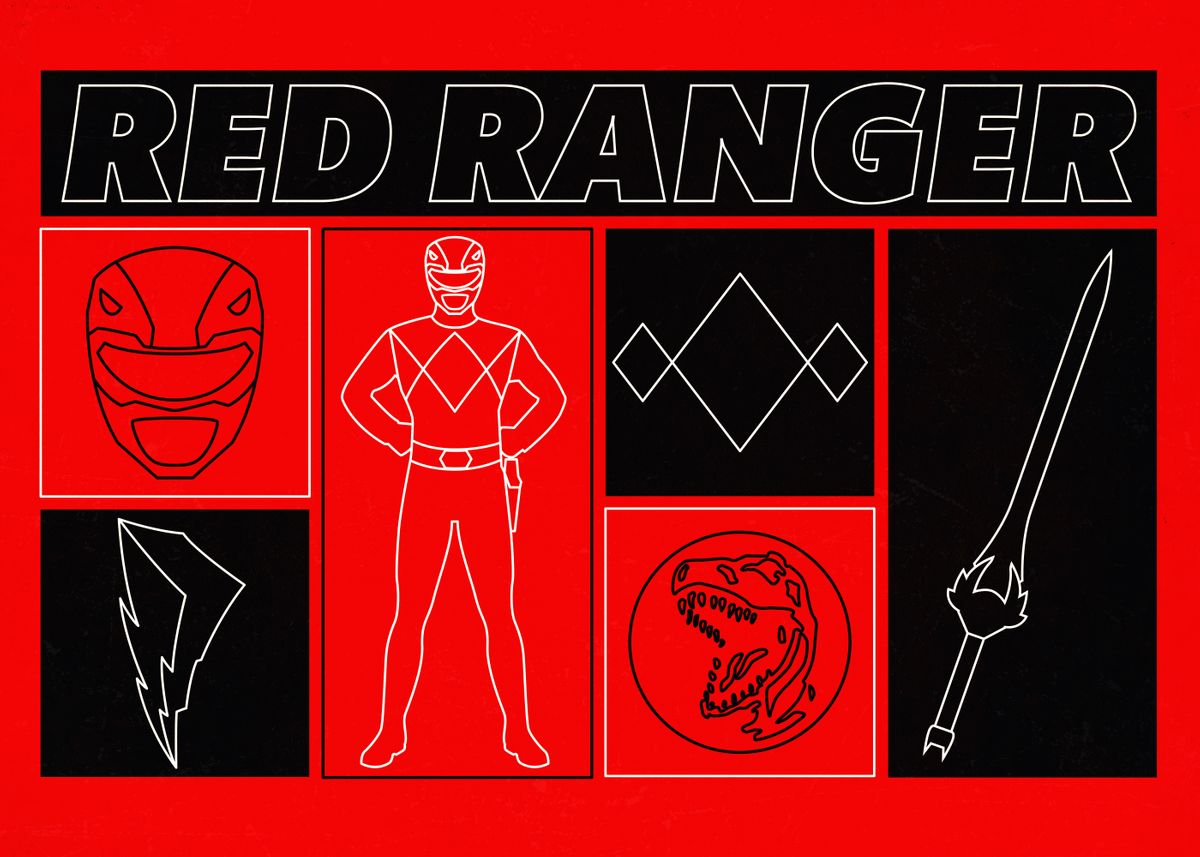 'Red Ranger Atributes' Poster, picture, metal print, paint by Power ...