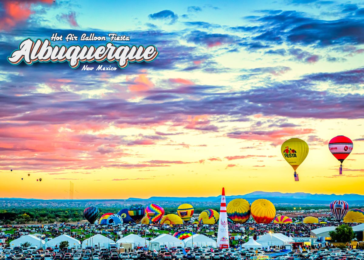 'Hot Air Balloon FIesta' Poster by Gestalt Imagery | Displate
