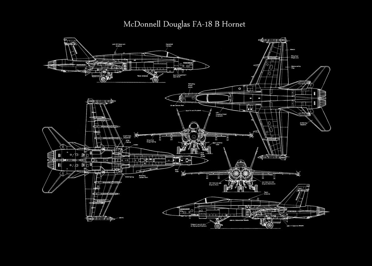 'McDonnell Douglas FA 18 B ' Poster, picture, metal print, paint by Mod ...